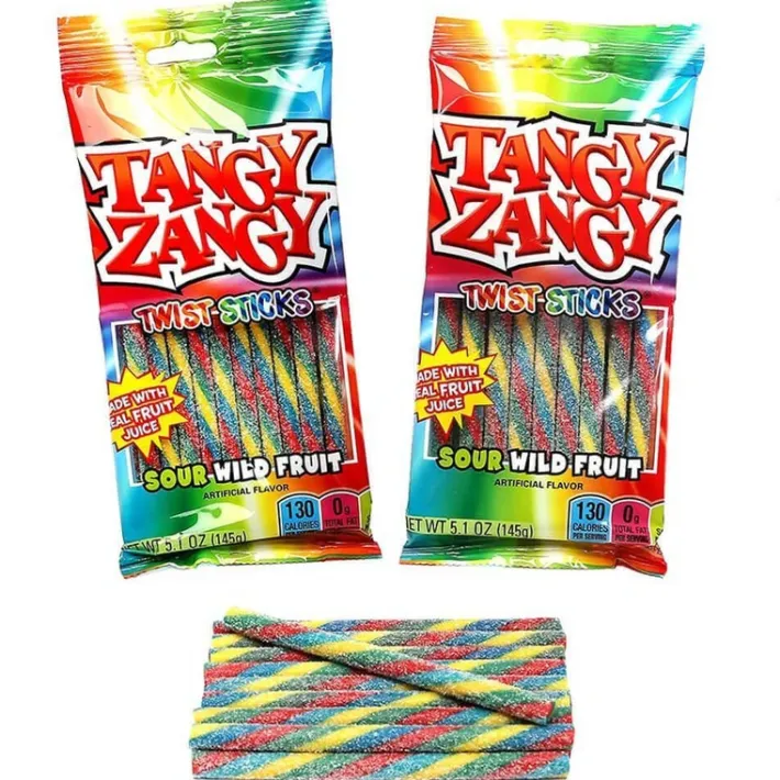 Tangy Zangy Twist Sticks Candy Packs - Sour Wild Fruit: 12-Piece Box ...